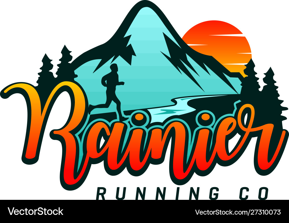 Mountain Runner Logo Royalty Free Vector Image