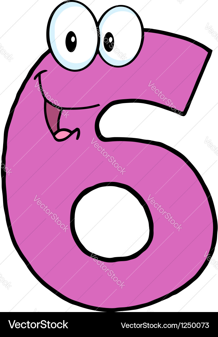 Number six cartoon character Royalty Free Vector Image