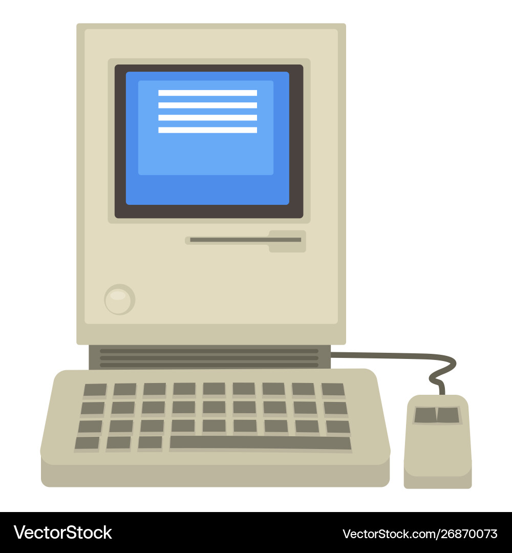 Old computer 80s technologies screen Royalty Free Vector