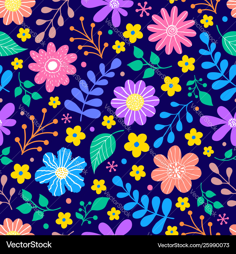 Pattern with flowers and leaves Royalty Free Vector Image