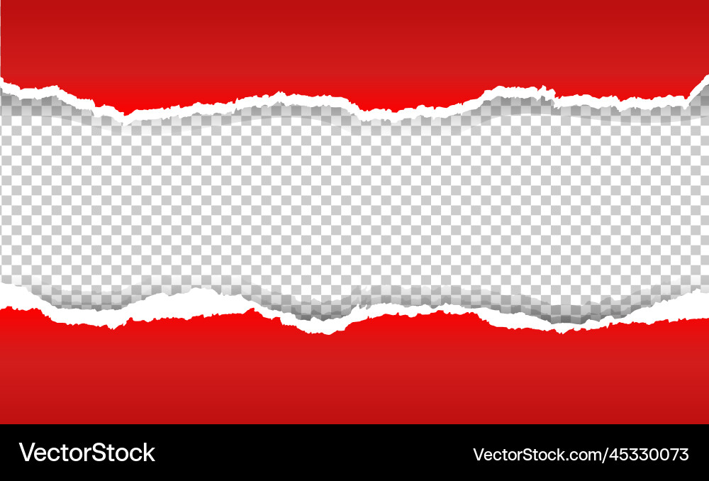 Red ripped paper isolated transparent background Vector Image