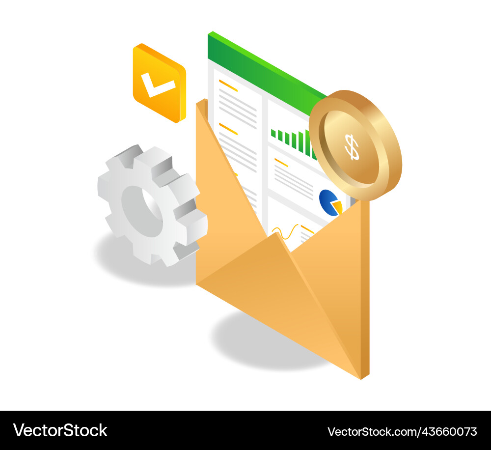 Revenue data analytics email Royalty Free Vector Image