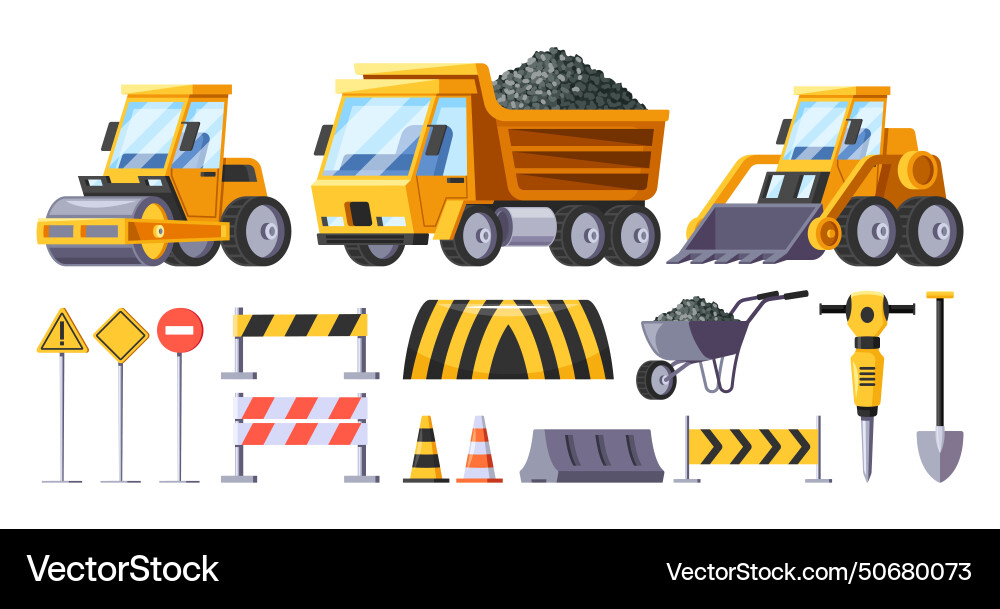 Road construction equipment bulldozer Royalty Free Vector
