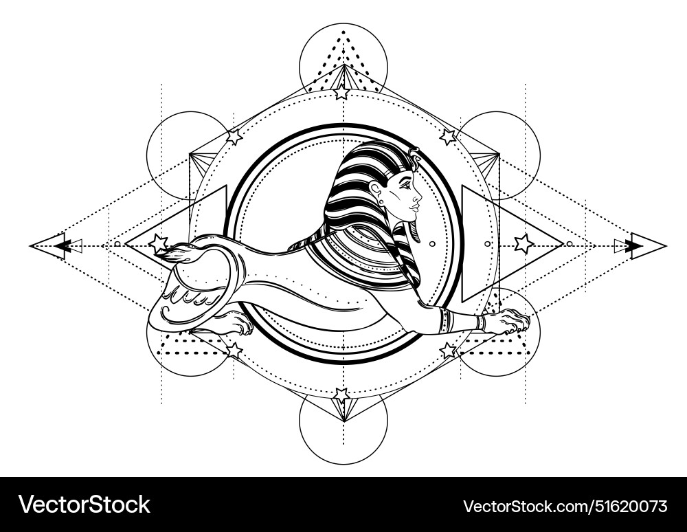 Sacred geometry with egypt symbol wings and all Vector Image