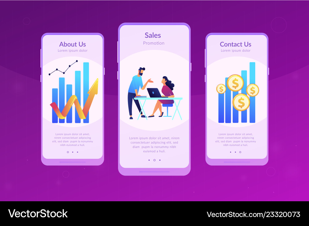 Sales growth app interface template Royalty Free Vector