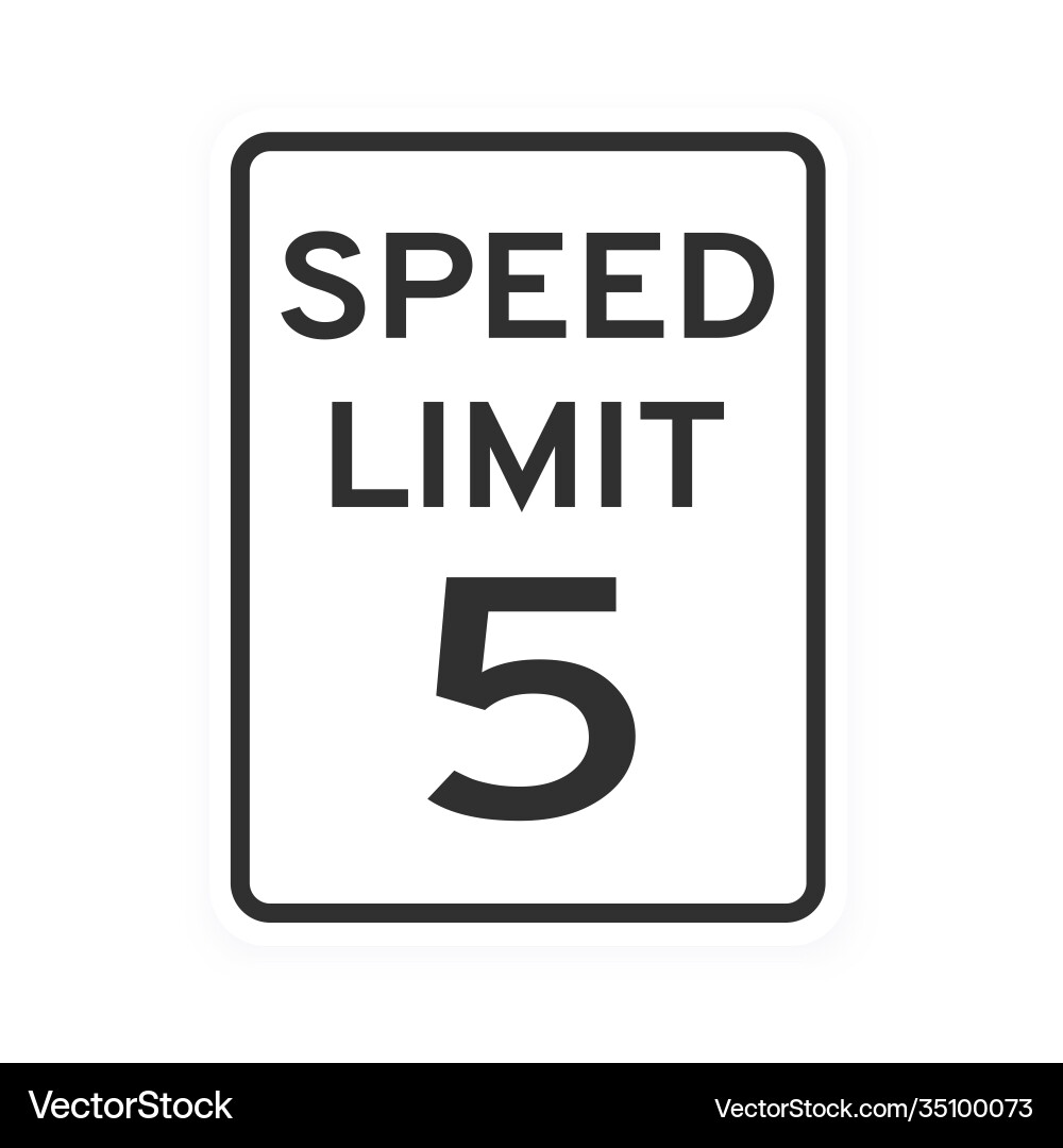 Speed limit 5 road traffic icon sign flat style Vector Image