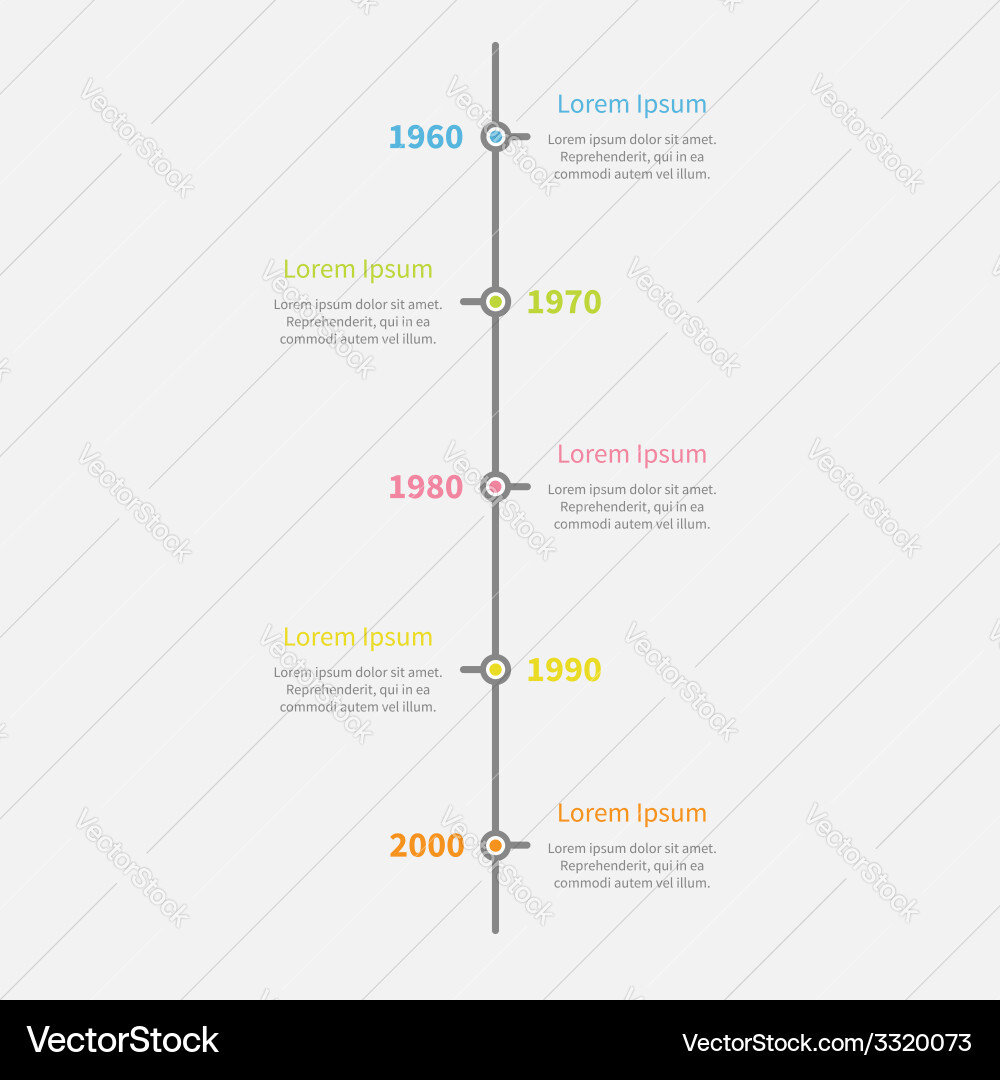 Timeline vertical infographic with color text Vector Image
