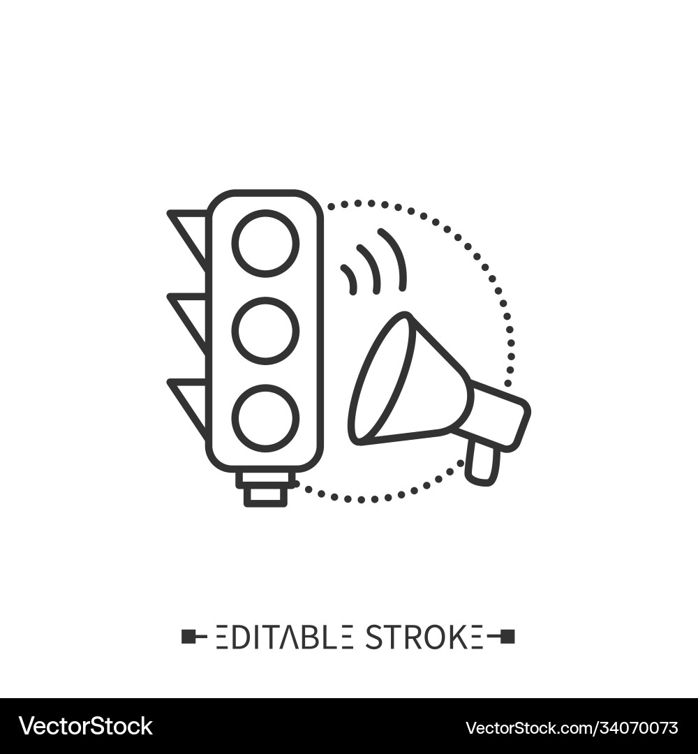 Traffic light sound line icon editable Royalty Free Vector