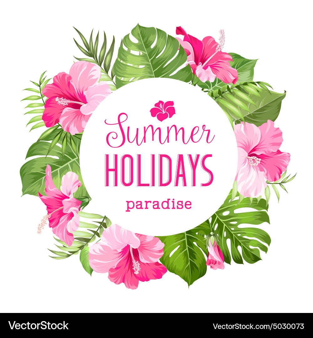 Tropical flower frame Royalty Free Vector Image