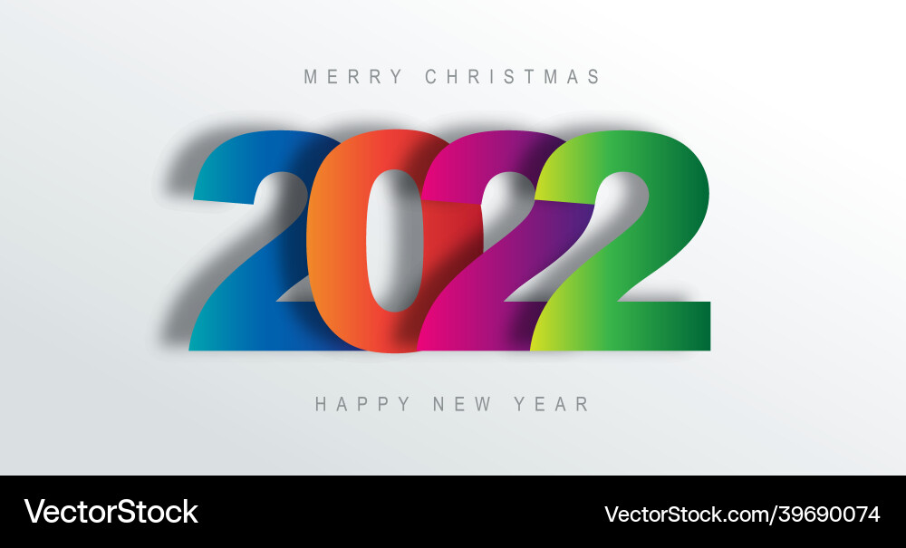 2022 number paper art text design Royalty Free Vector Image