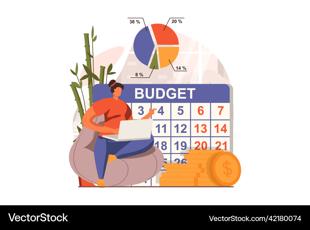 Analyzing budget web concept in flat design Vector Image