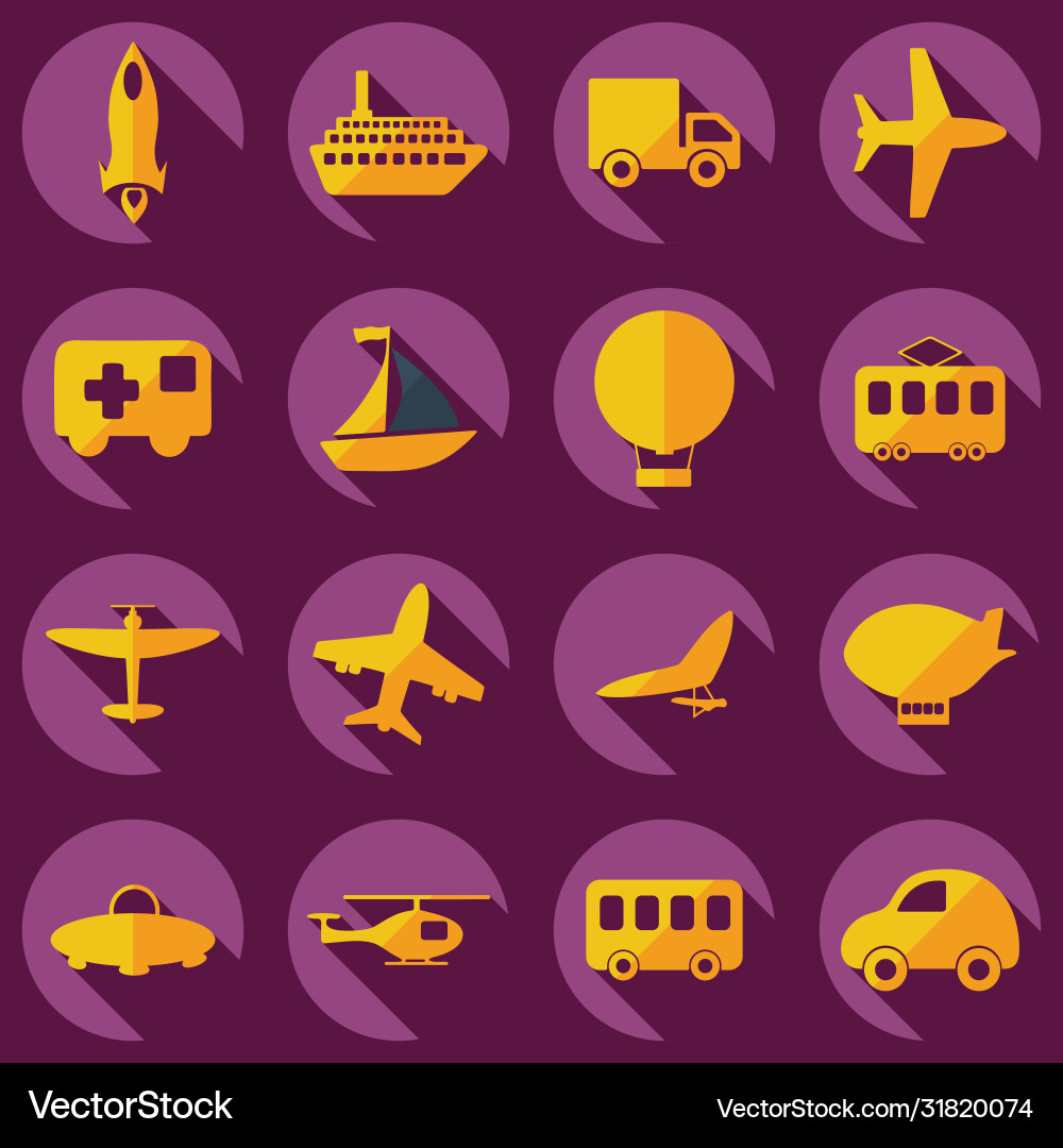 Assembly icons transport delivery set Royalty Free Vector