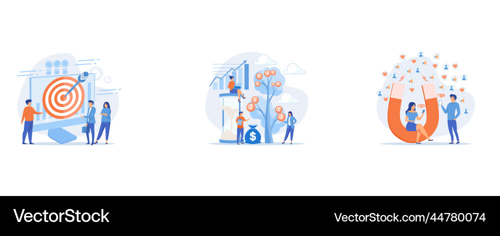 Big target manager and employees engaged Vector Image