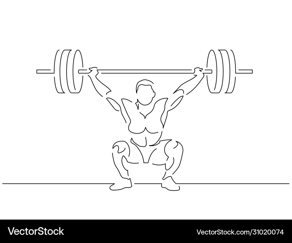 Bodybuilding isolated line drawing Royalty Free Vector Image