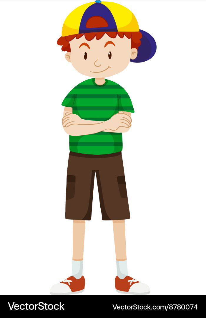 Boy wearing cap and shorts Royalty Free Vector Image