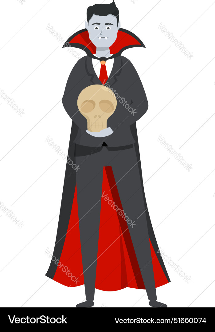 Elegant vampire holding a skull wearing suit Vector Image