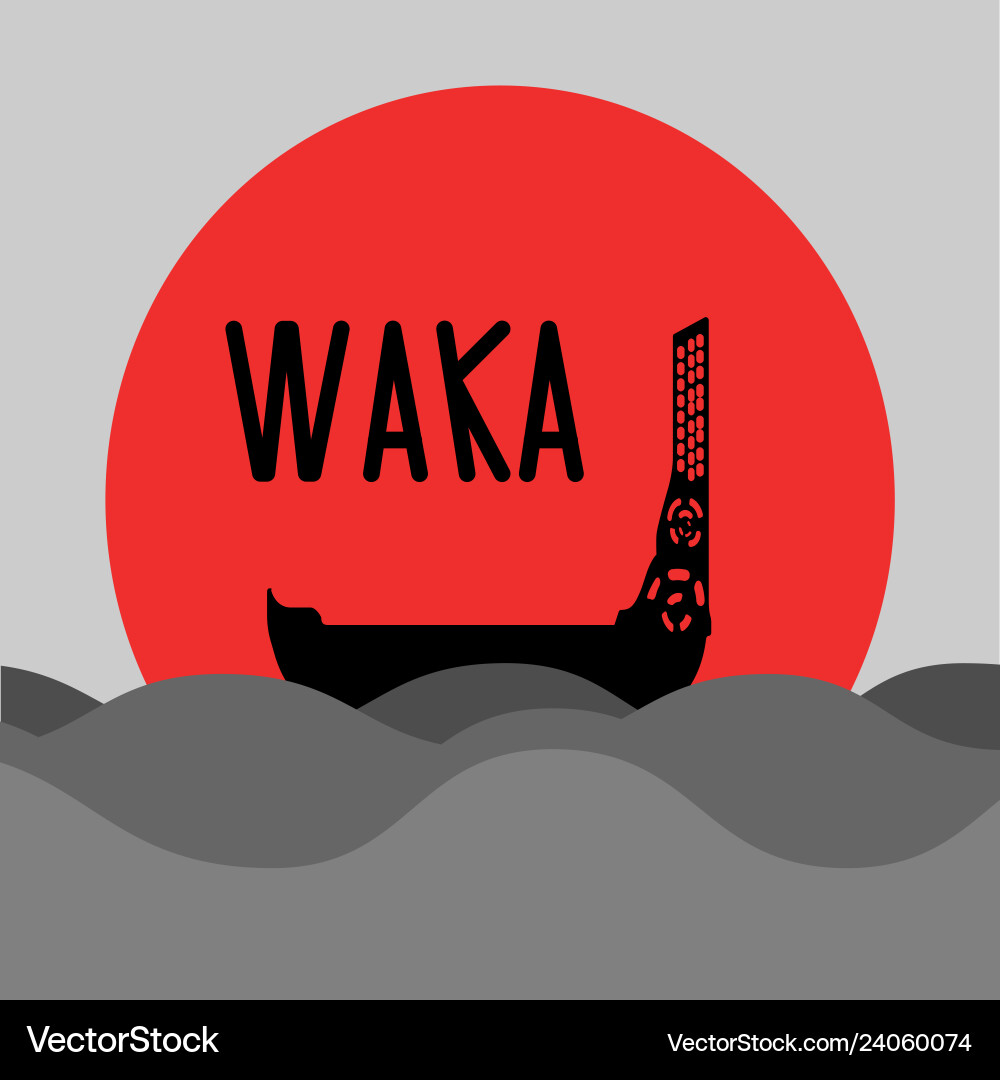 Maori Waka Canoe - Rising Sun Royalty Free Vector Image