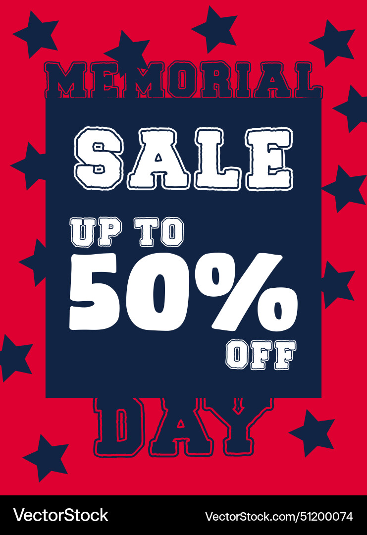 Memorial day sale poster flyer design Royalty Free Vector