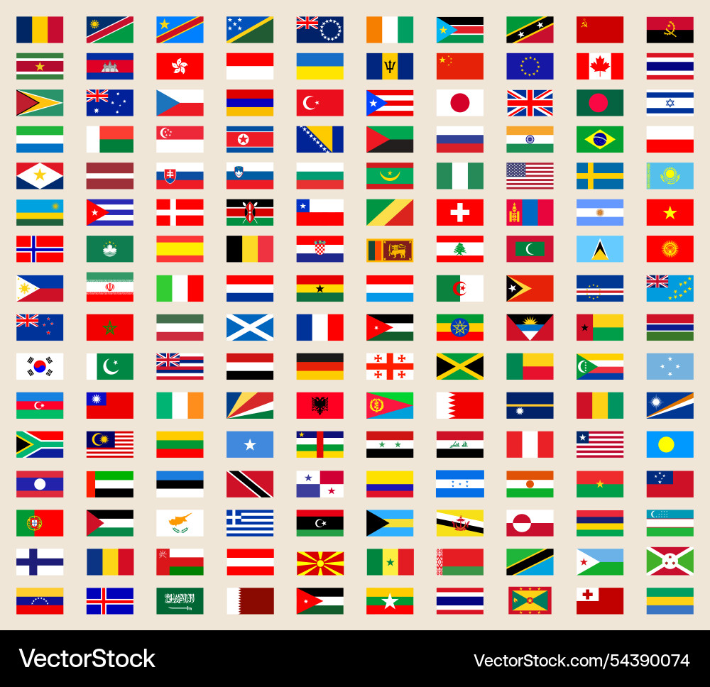 National flags set Royalty Free Vector Image - VectorStock