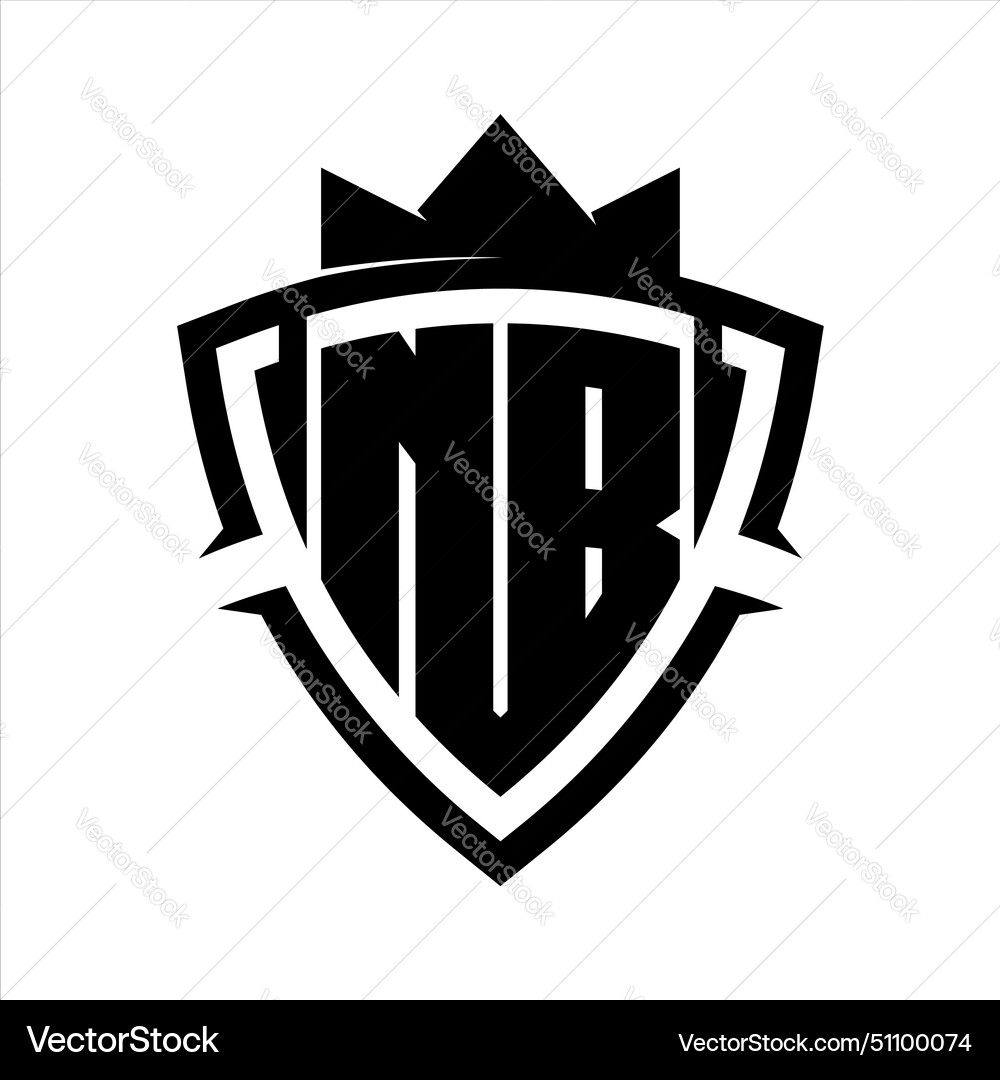 Nb letter bold monogram triangle curve shield Vector Image