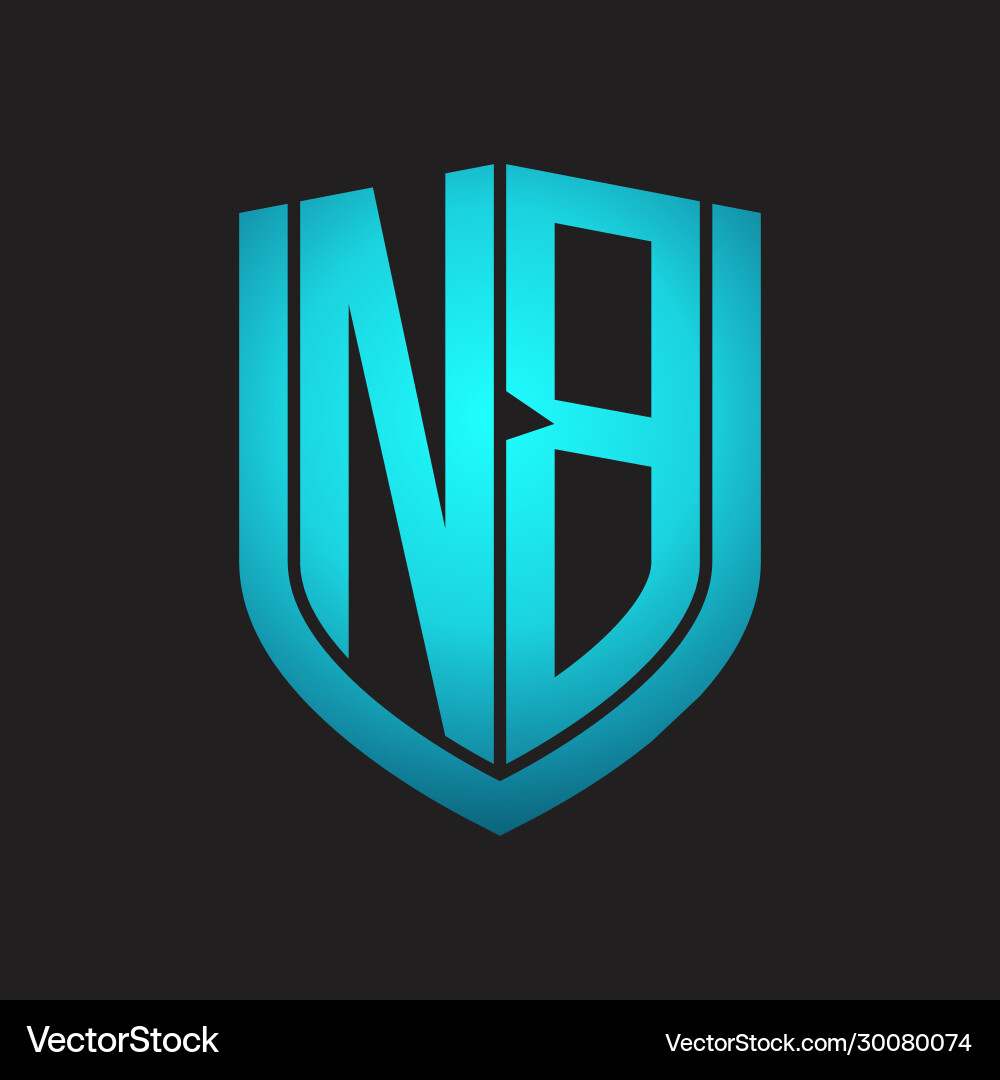 Nb logo monogram with emblem shield design Vector Image