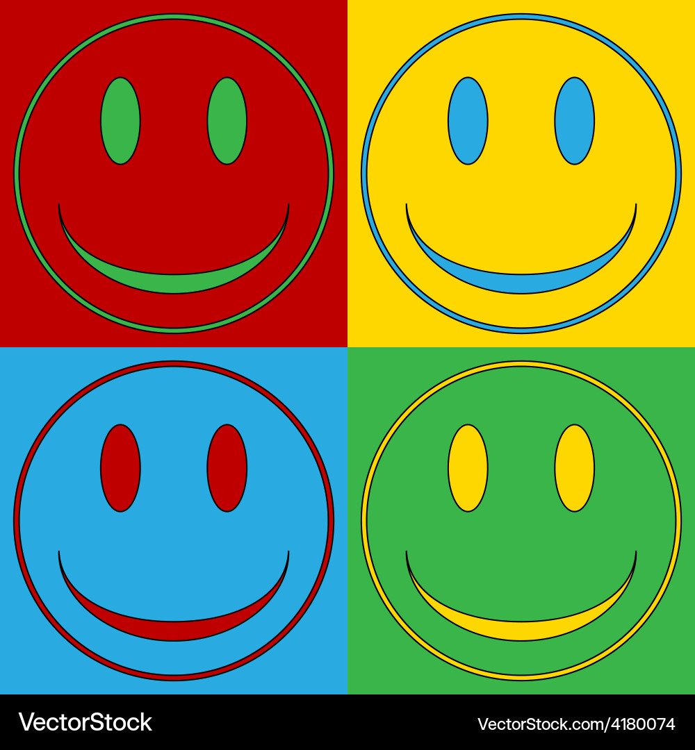 Pop art smile face circle icons Royalty Free Vector Image