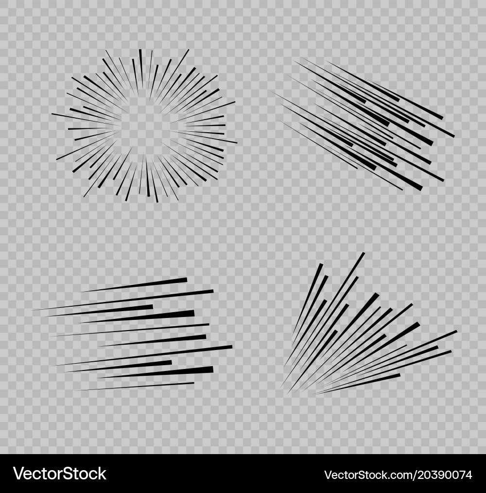 Set of isolated speed lines the effect Royalty Free Vector