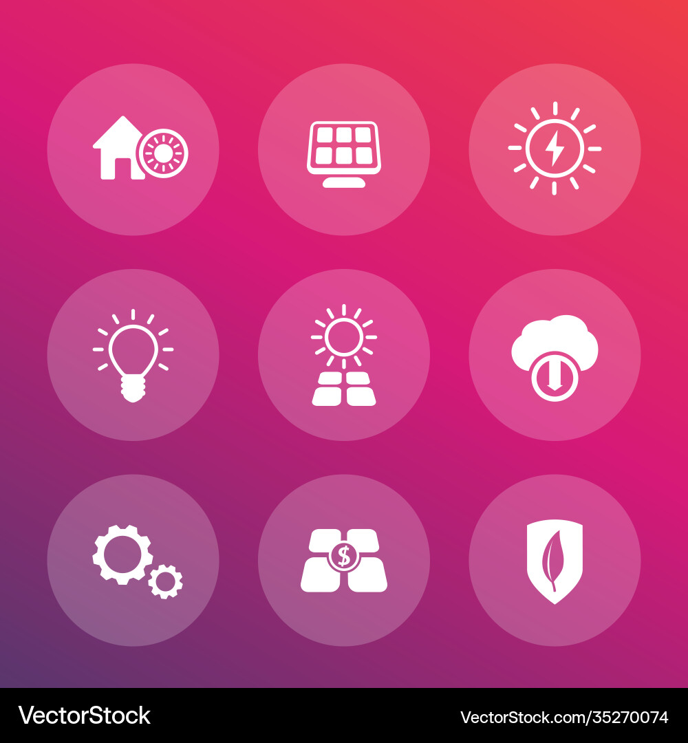 Solar energy pictograms Royalty Free Vector Image