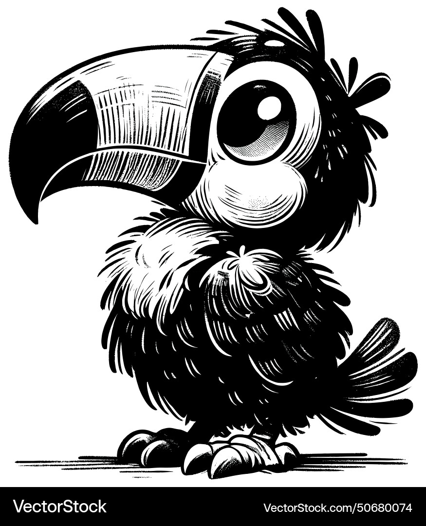 Toucan baby linocut Royalty Free Vector Image - VectorStock
