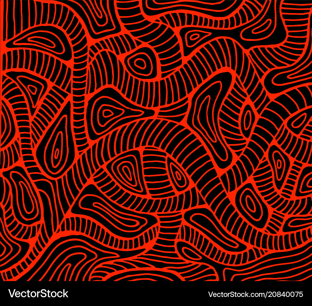 Abstract wave red color outline black background Vector Image