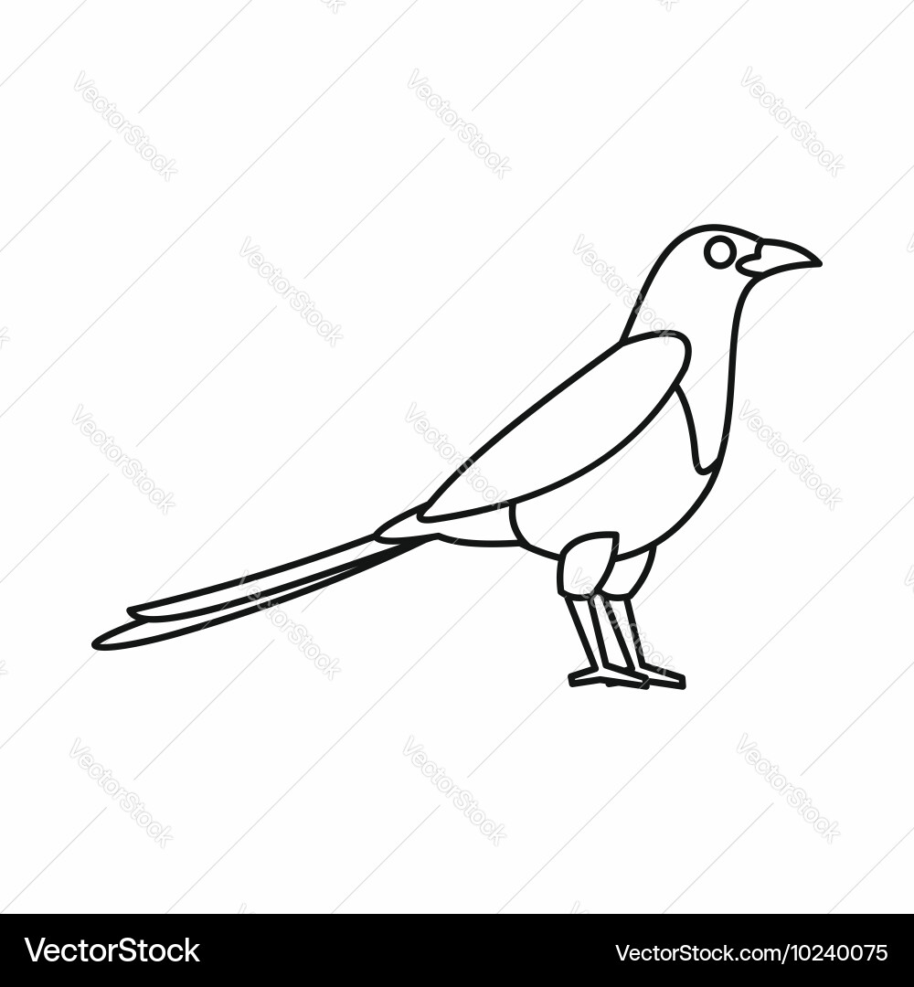 Bird magpie icon outline style Royalty Free Vector Image
