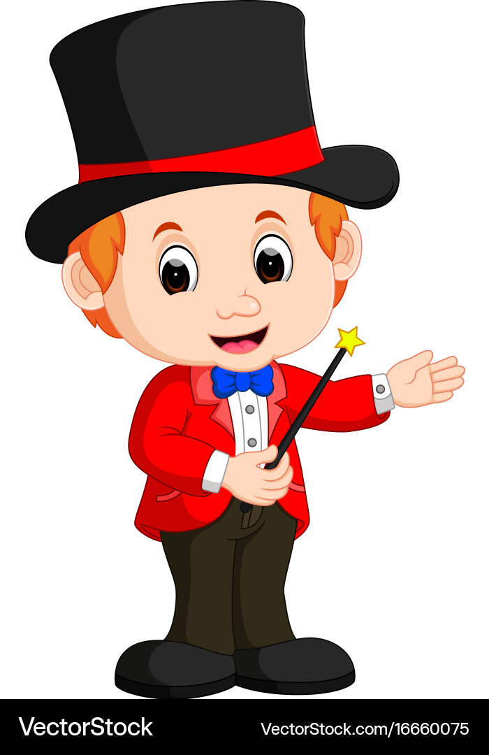 Boy magician cartoon Royalty Free Vector Image