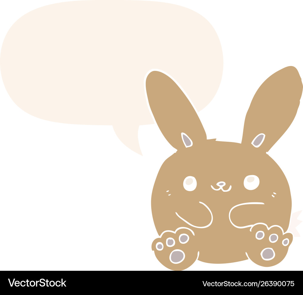 Cartoon rabbit and speech bubble in retro style Vector Image