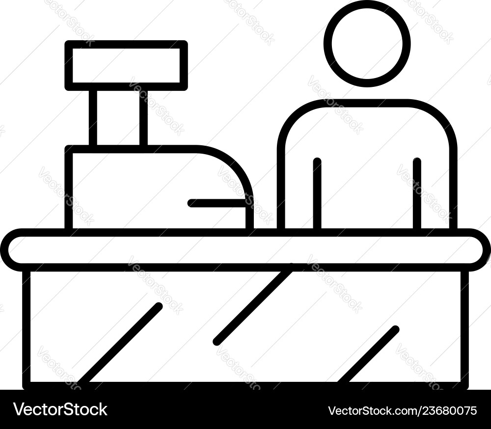 Cashier work place icon outline style Royalty Free Vector