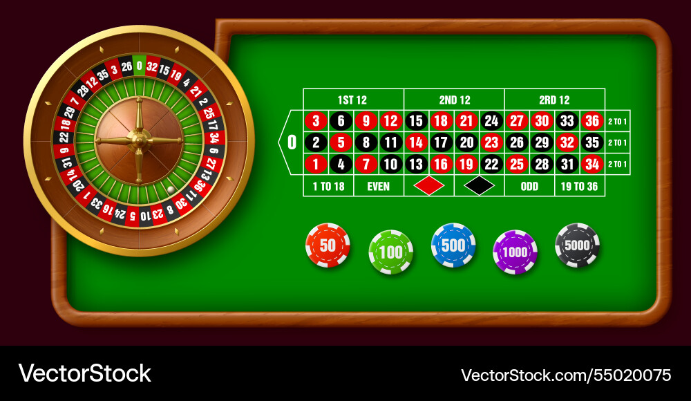 Casino roulette table gamble game background Vector Image