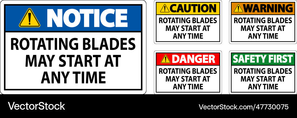 Caution sign rotating blades may start at any time – Royalty-Free ...