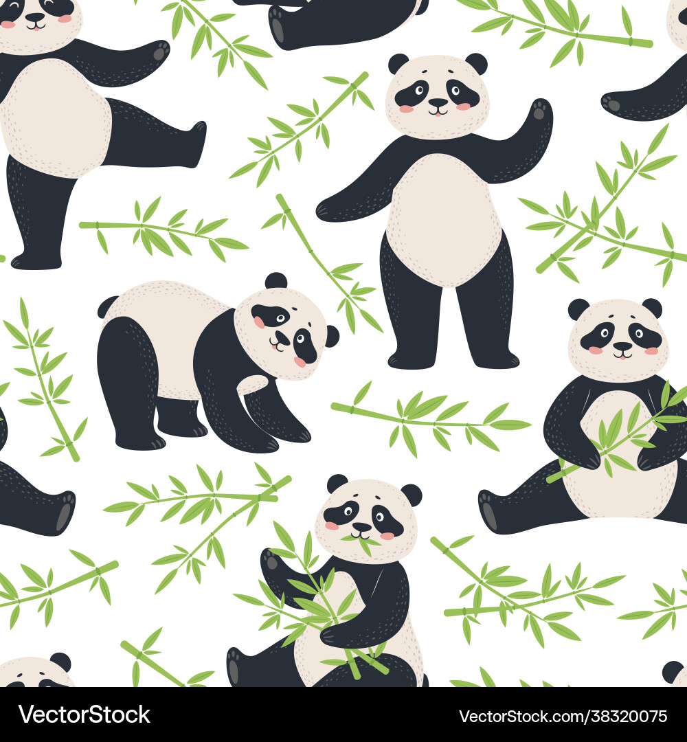 Cute Panda with Bamboo Royalty Free Vector Image