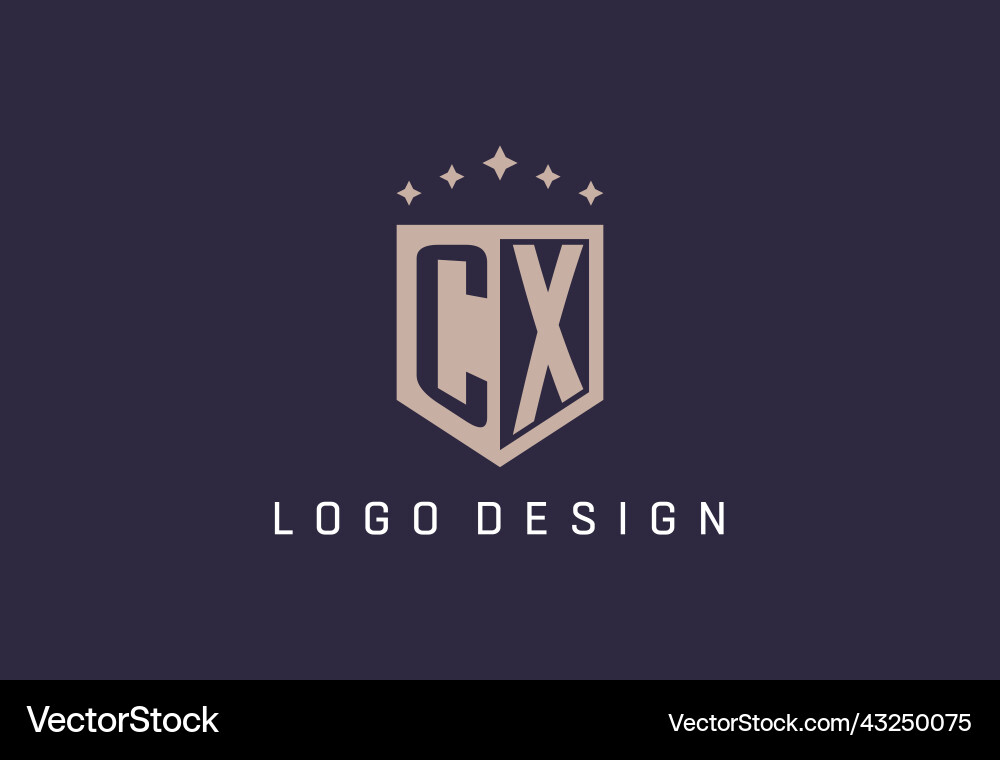 Cx initial shield logo icon geometric style design