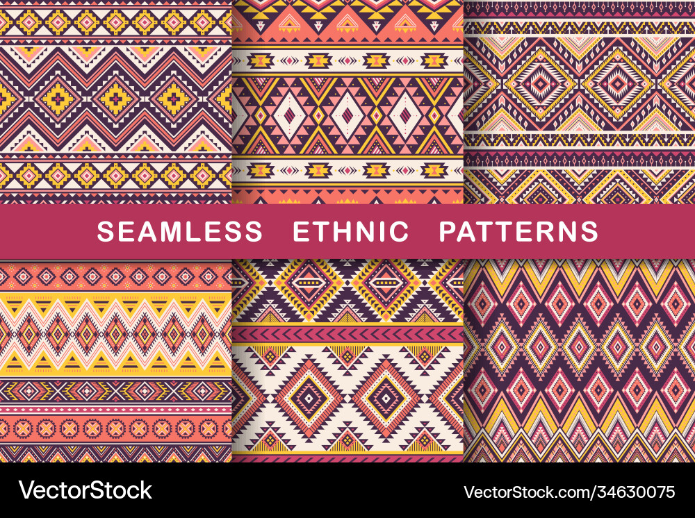 Ethnic seamless patterns Royalty Free Vector Image