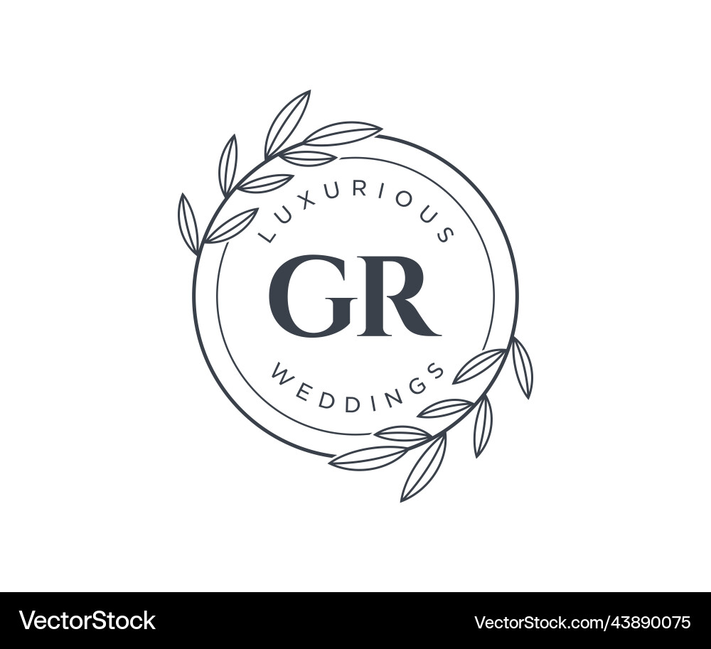 Gr initials letter wedding monogram logos Vector Image
