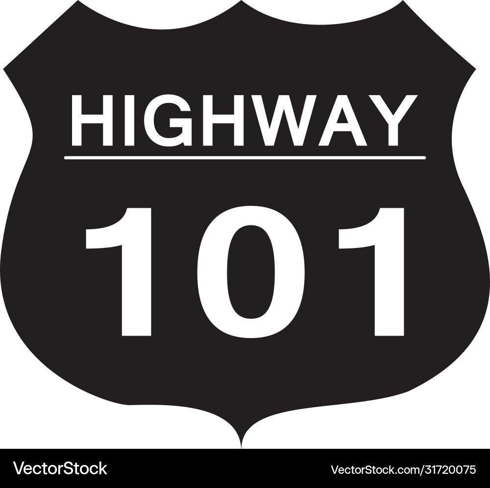 Highway 101 icon road sign Royalty Free Vector Image