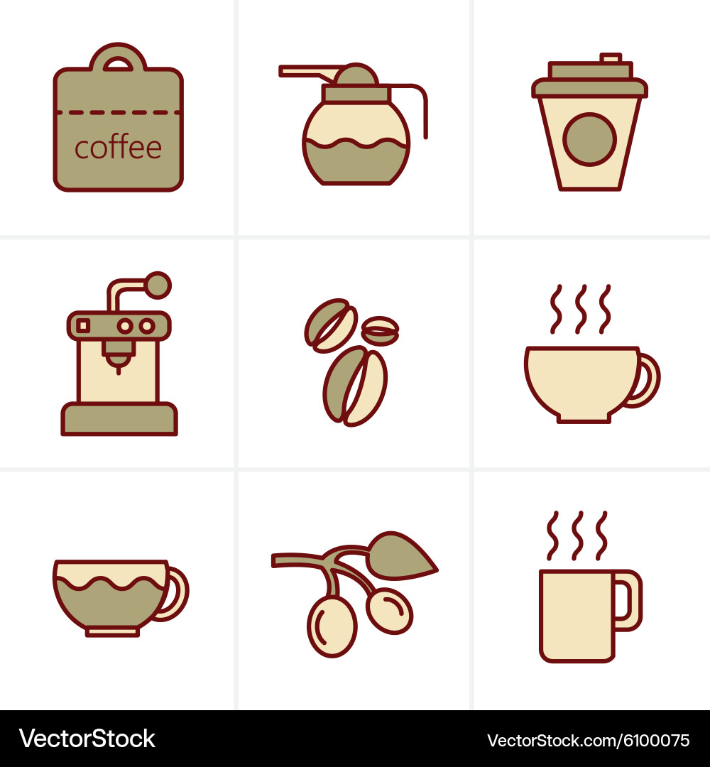 Icons style coffee with white background Vector Image