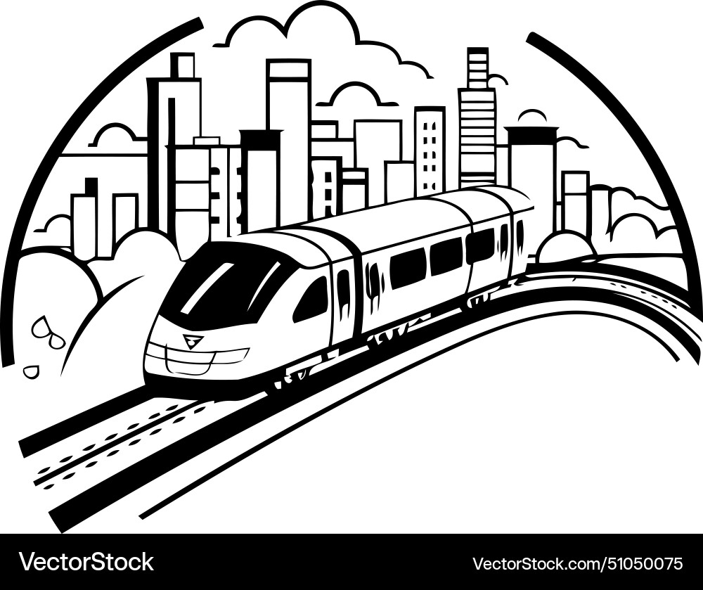 Modern high speed train on the background Vector Image