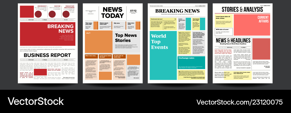 Newspaper cover set with headline images Vector Image