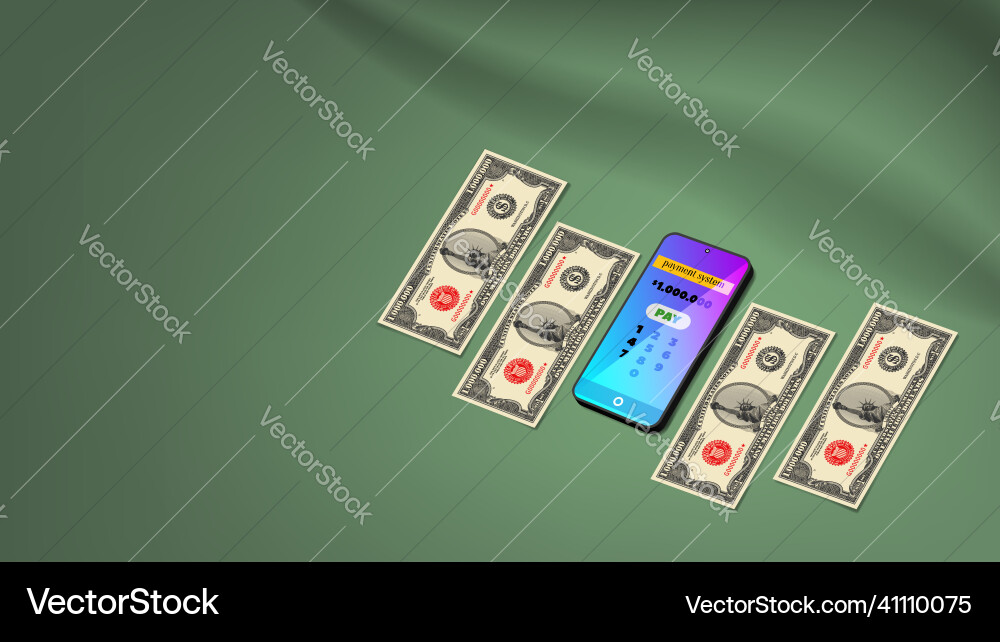 One million dollar paper banknotes and a 3d Vector Image