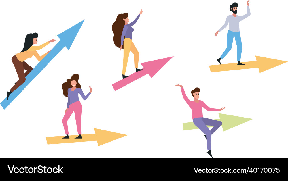 People flying on arrows career development Vector Image