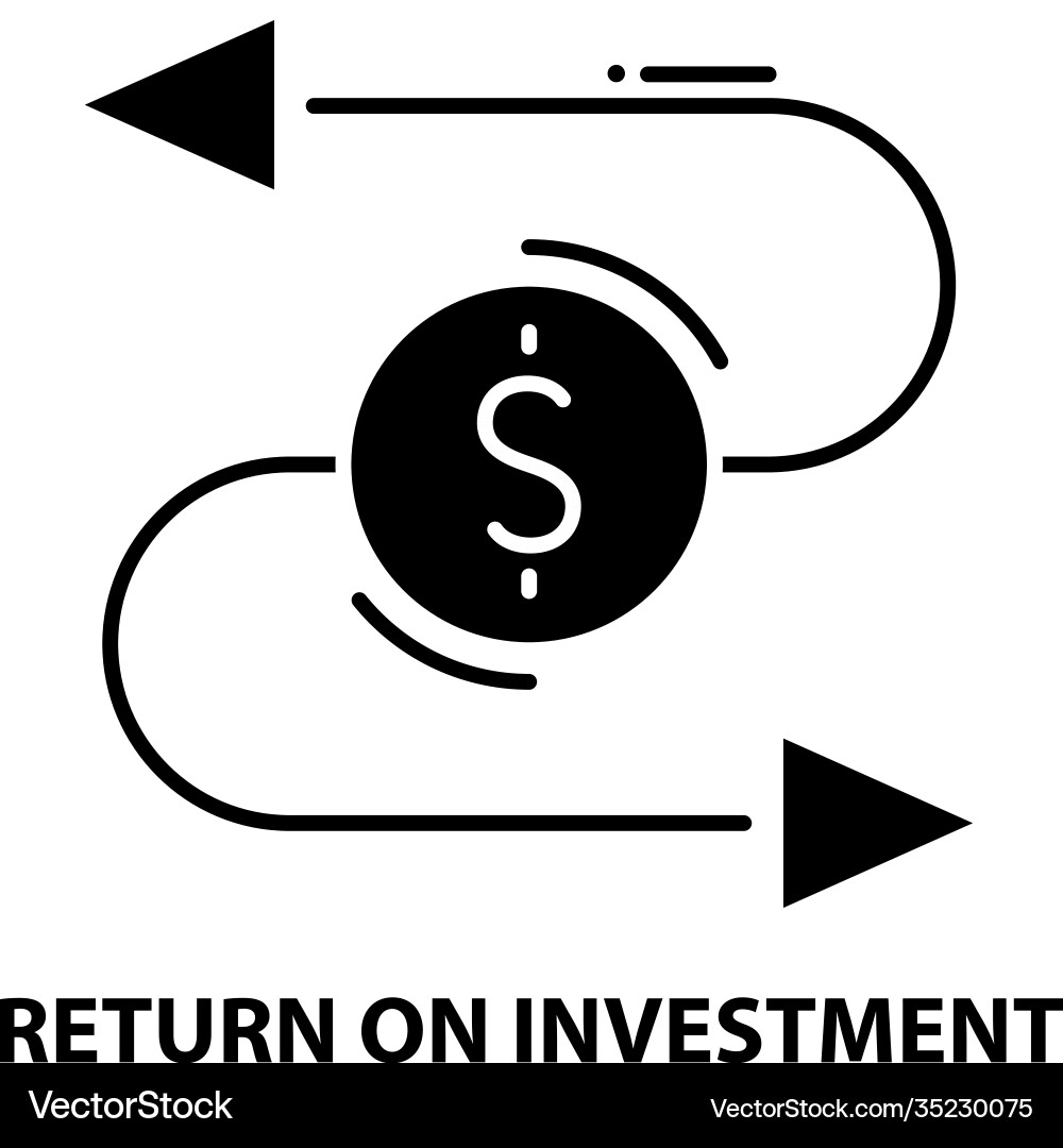 Return on investment symbol icon black Royalty Free Vector