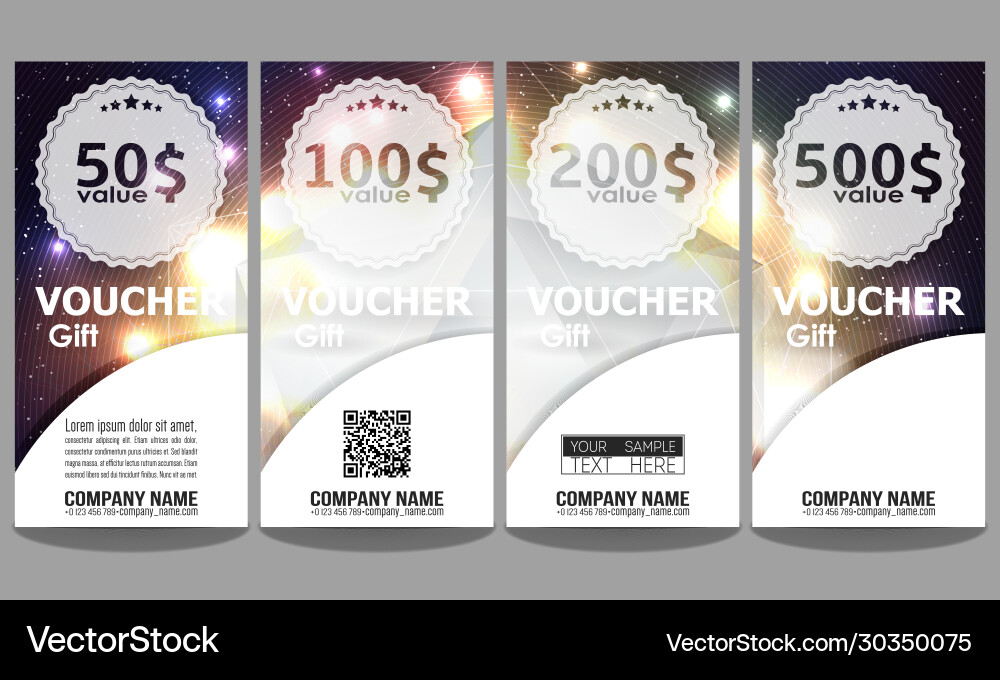 Set modern gift voucher templates colorful Vector Image