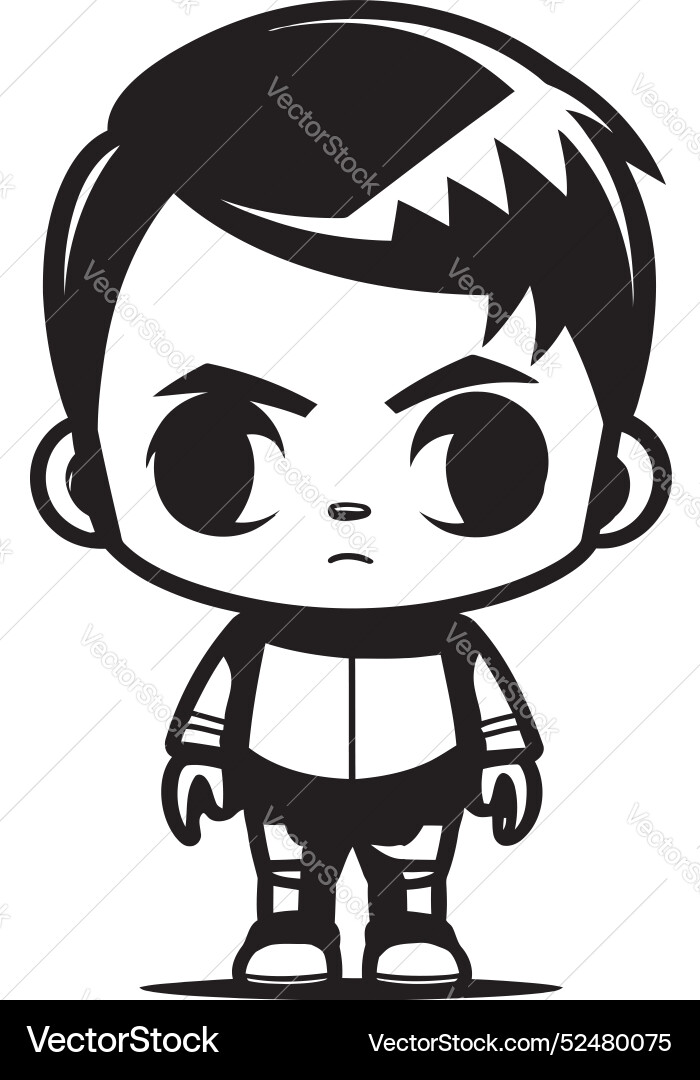 Teary ted eyed cartoon boy logo miserable Vector Image