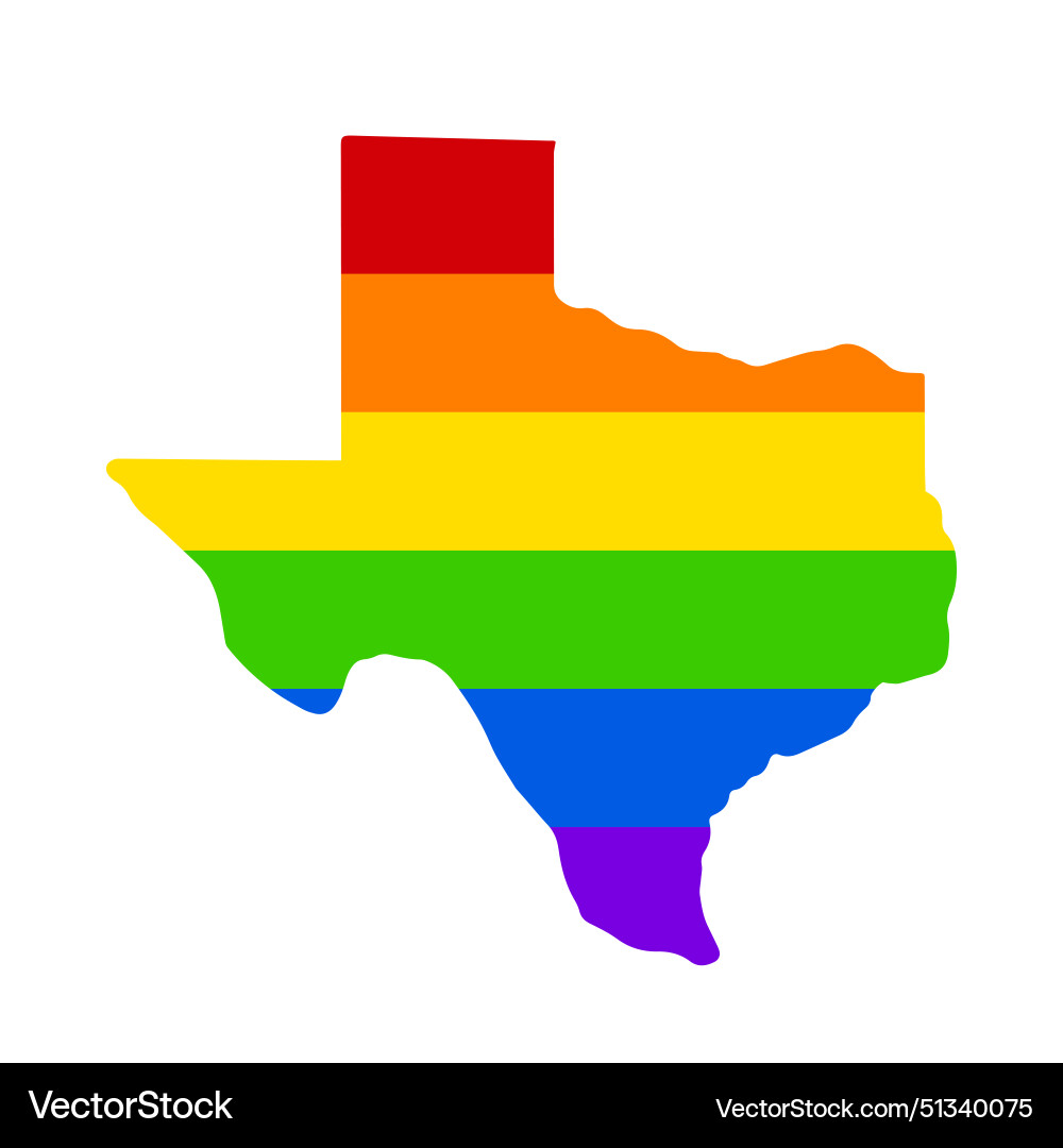 Texas map rainbow lgbt flag lgbtq pride month Vector Image